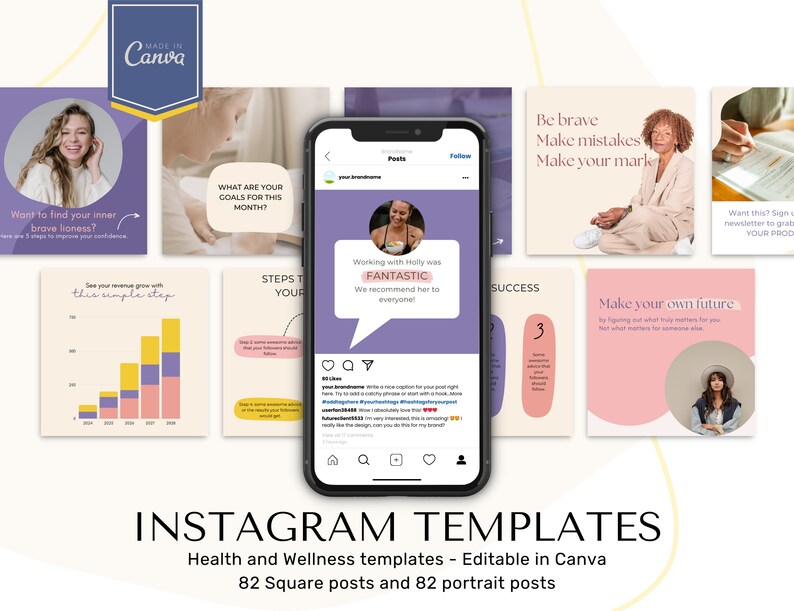 160+ Health and Wellness Coach, Pastel Canva Instagram Coaching ...