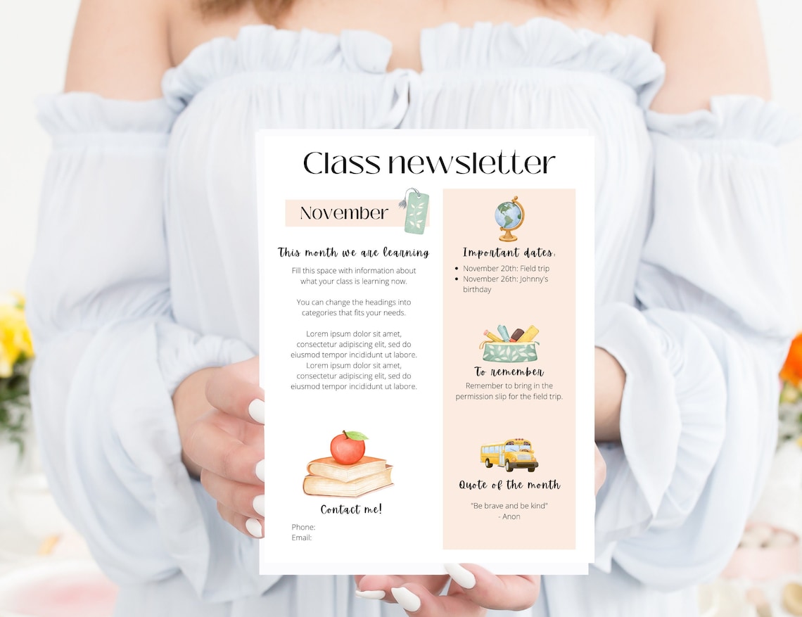 Classroom Newsletter Canva Template Editable Template Back to School ...