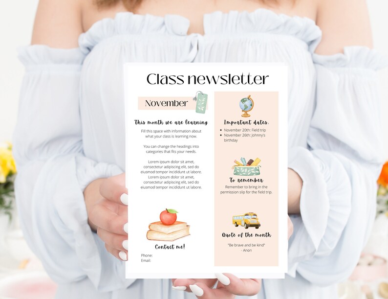 Classroom Newsletter Canva Template Editable Template Back to School ...
