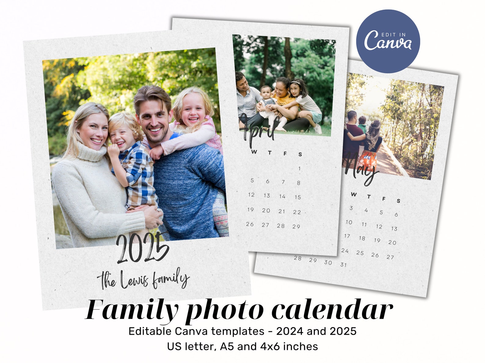 2024 Family Photo Calendar Canva Template Monthly Calendar Christmas ...
