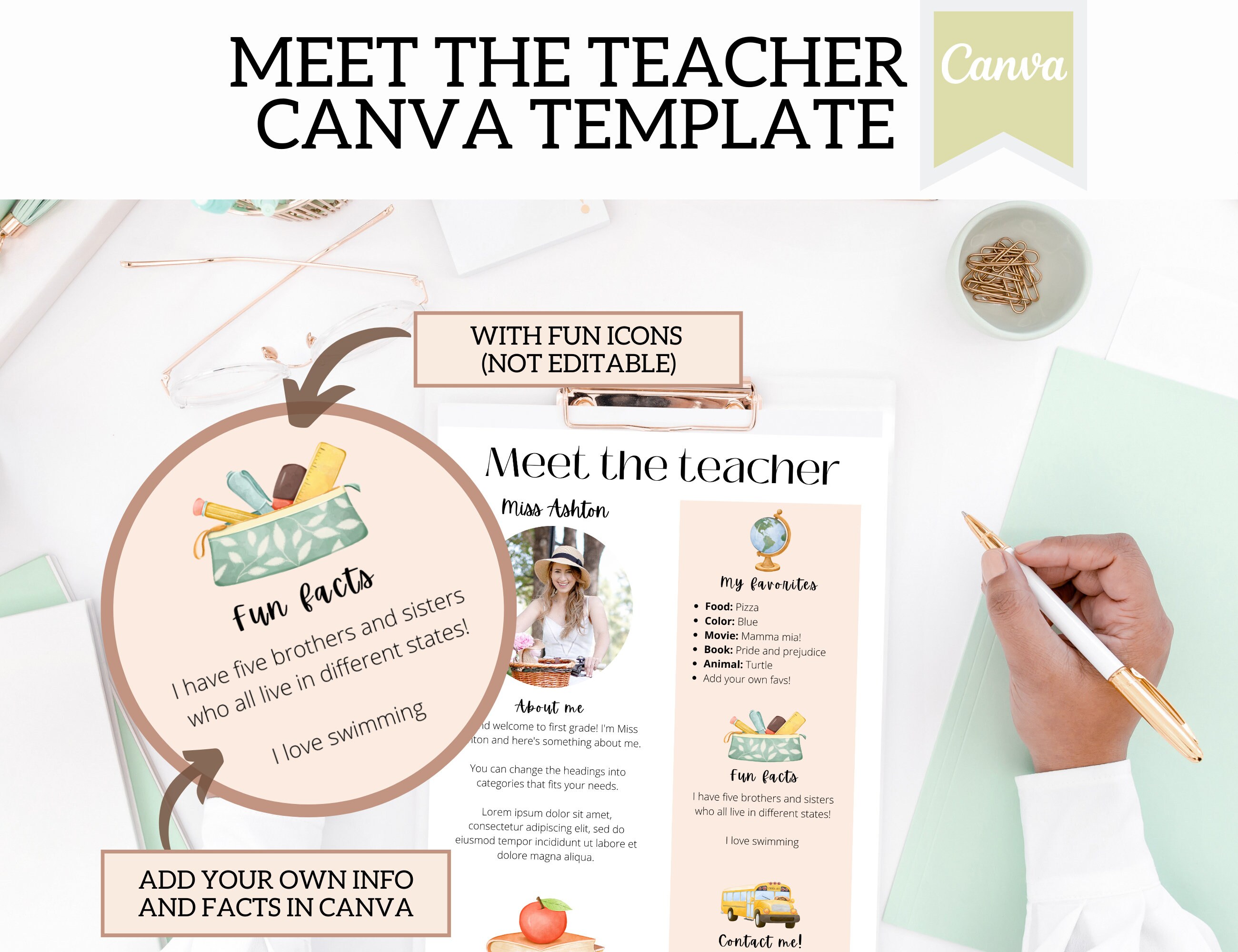 Meet the Teacher Template Canva Template Editable Template - Etsy Norway