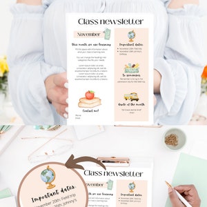 Classroom Newsletter Canva Template Editable Template Back to School ...