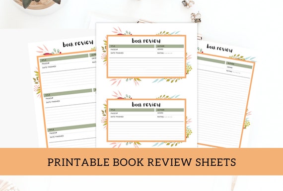 Printable Book Review Cards Printable Reading Journal Book - Etsy