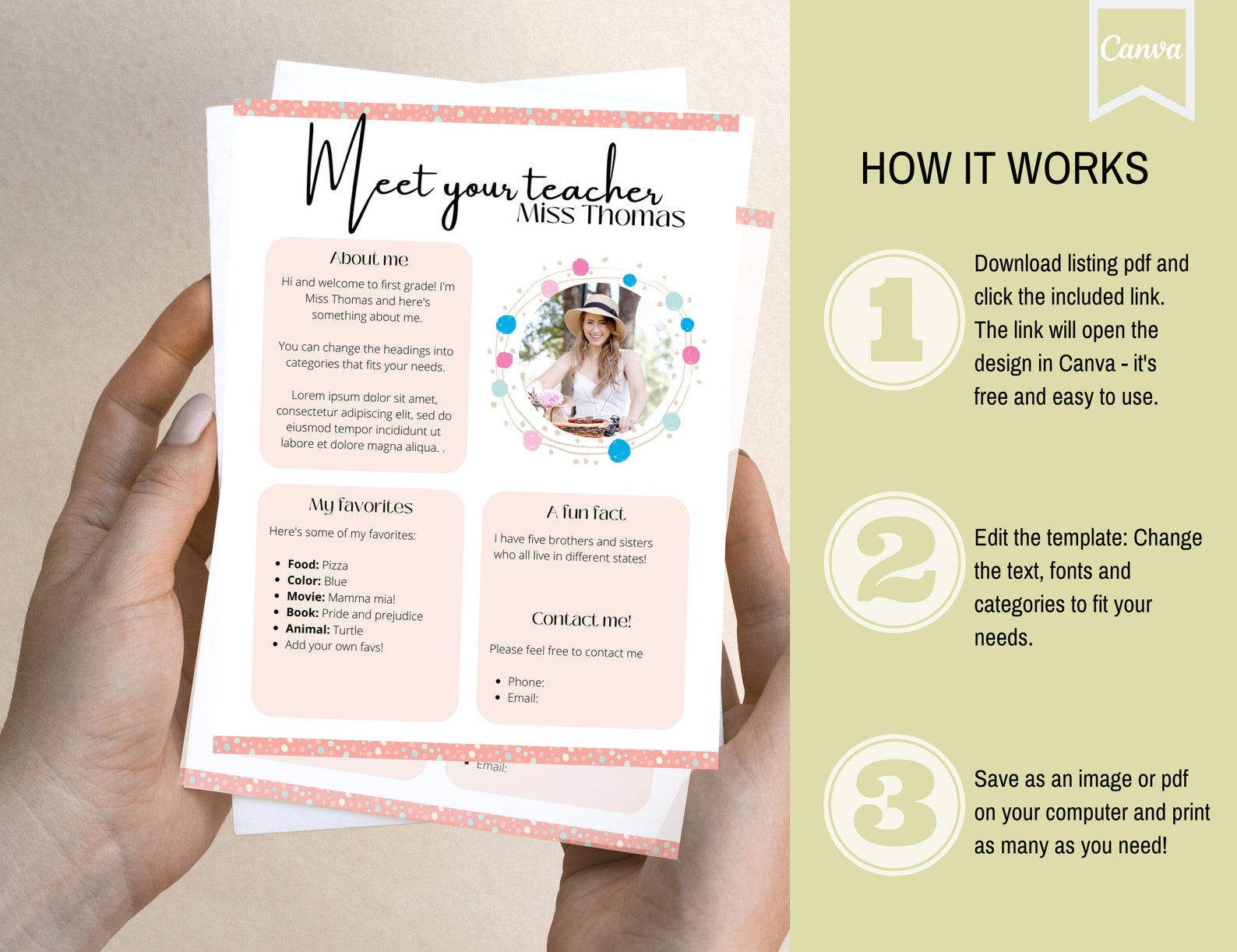 Meet the Teacher Template Canva Template Editable Template - Etsy