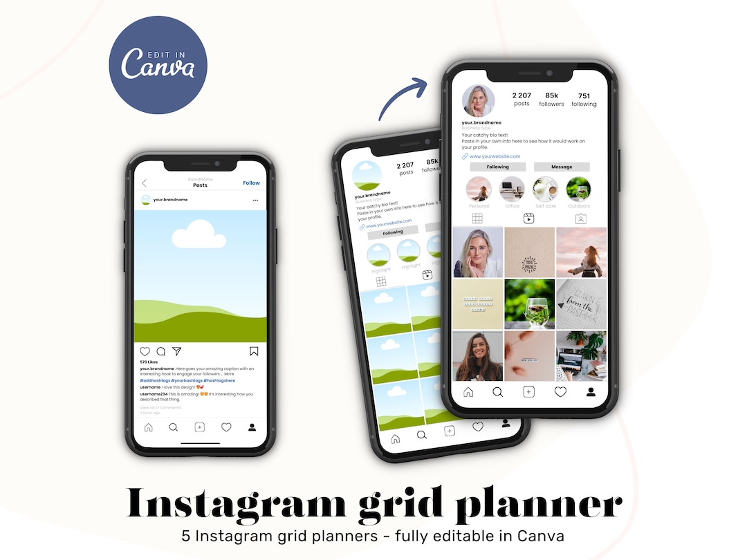 Instagram Grid Planner Canva Template, Social Media Planner, Content ...