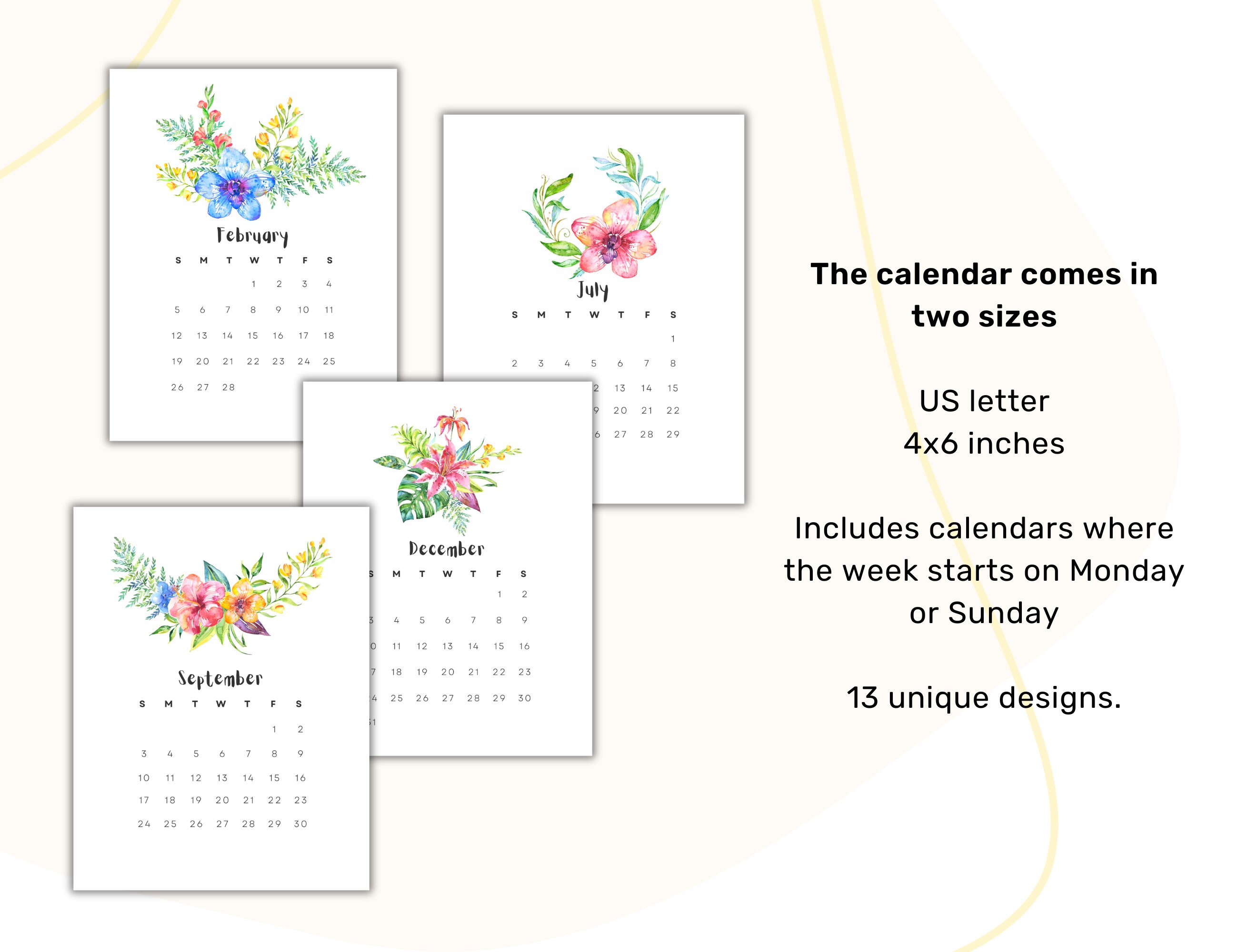 Printable 2024 Desk Calendar Monstera Boho Printable Monthly Calendar ...
