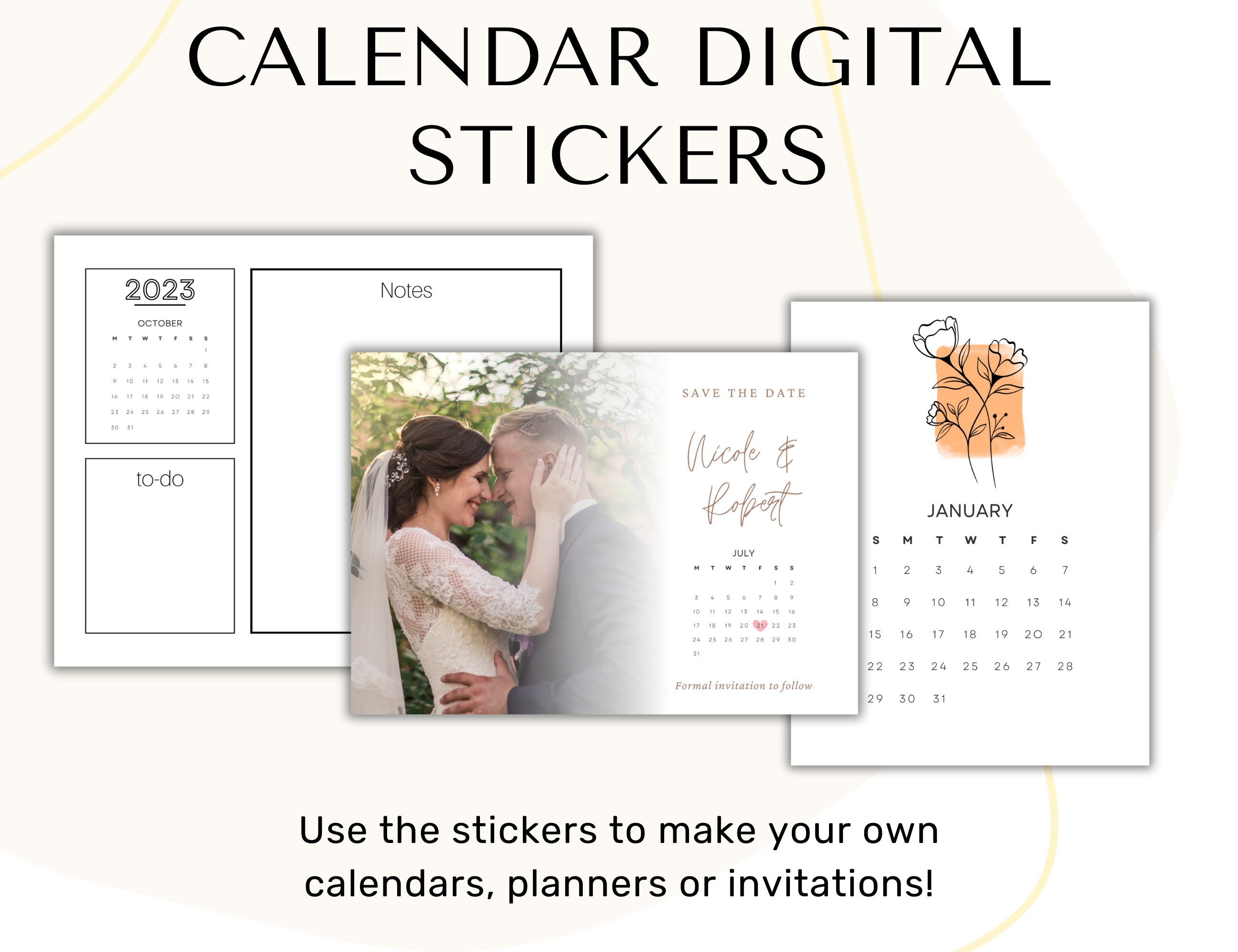 2024 and 2023 Calendar Stickers, Digital Stickers Transparent Png - Etsy