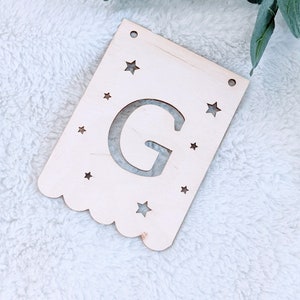 Initial Banner Garland, Wooden Alphabet Bunting Banner, Nursery Bunting ...