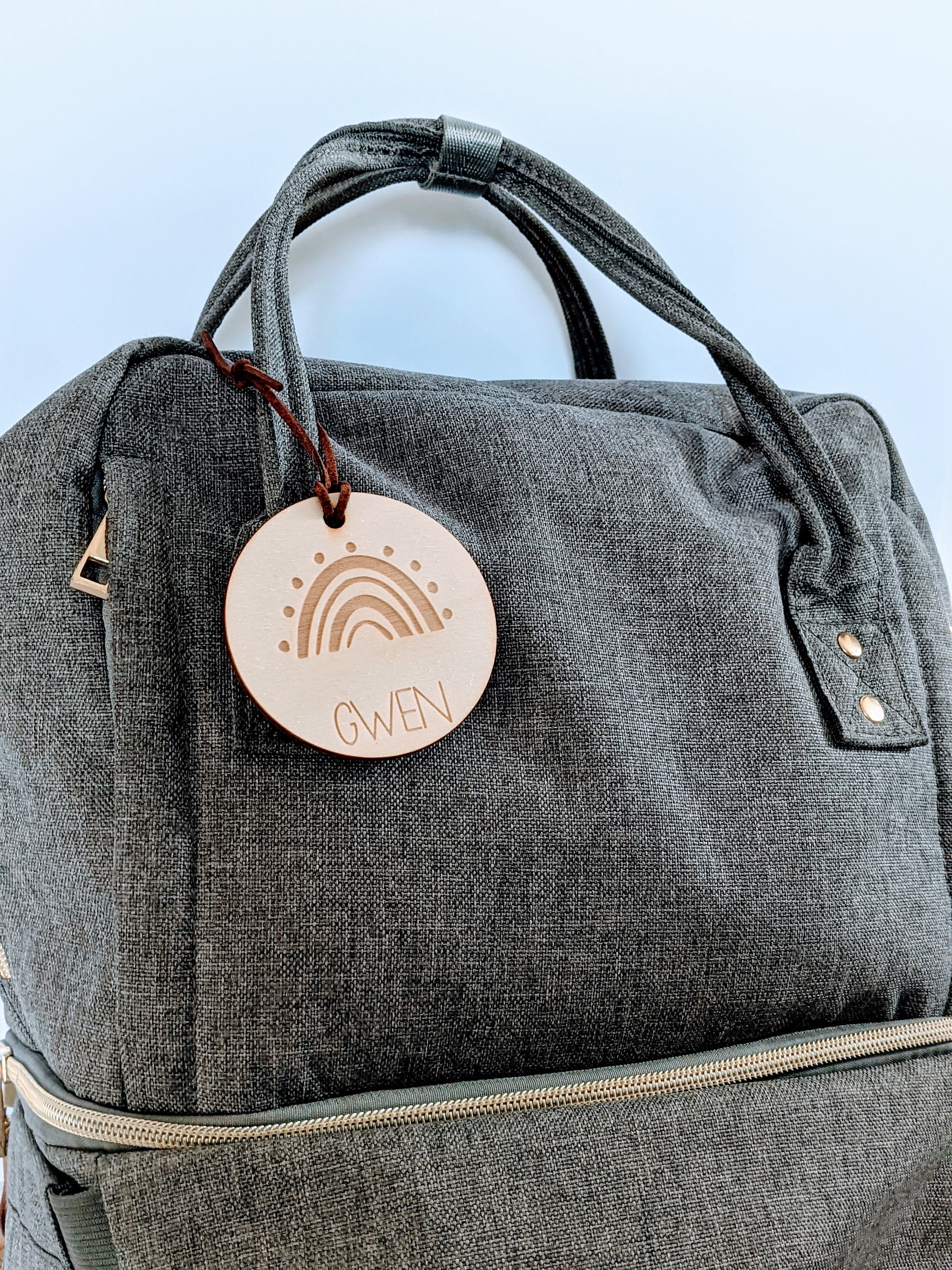 Personalised Name Tags Children's Book Bag Tag Wooden | Etsy