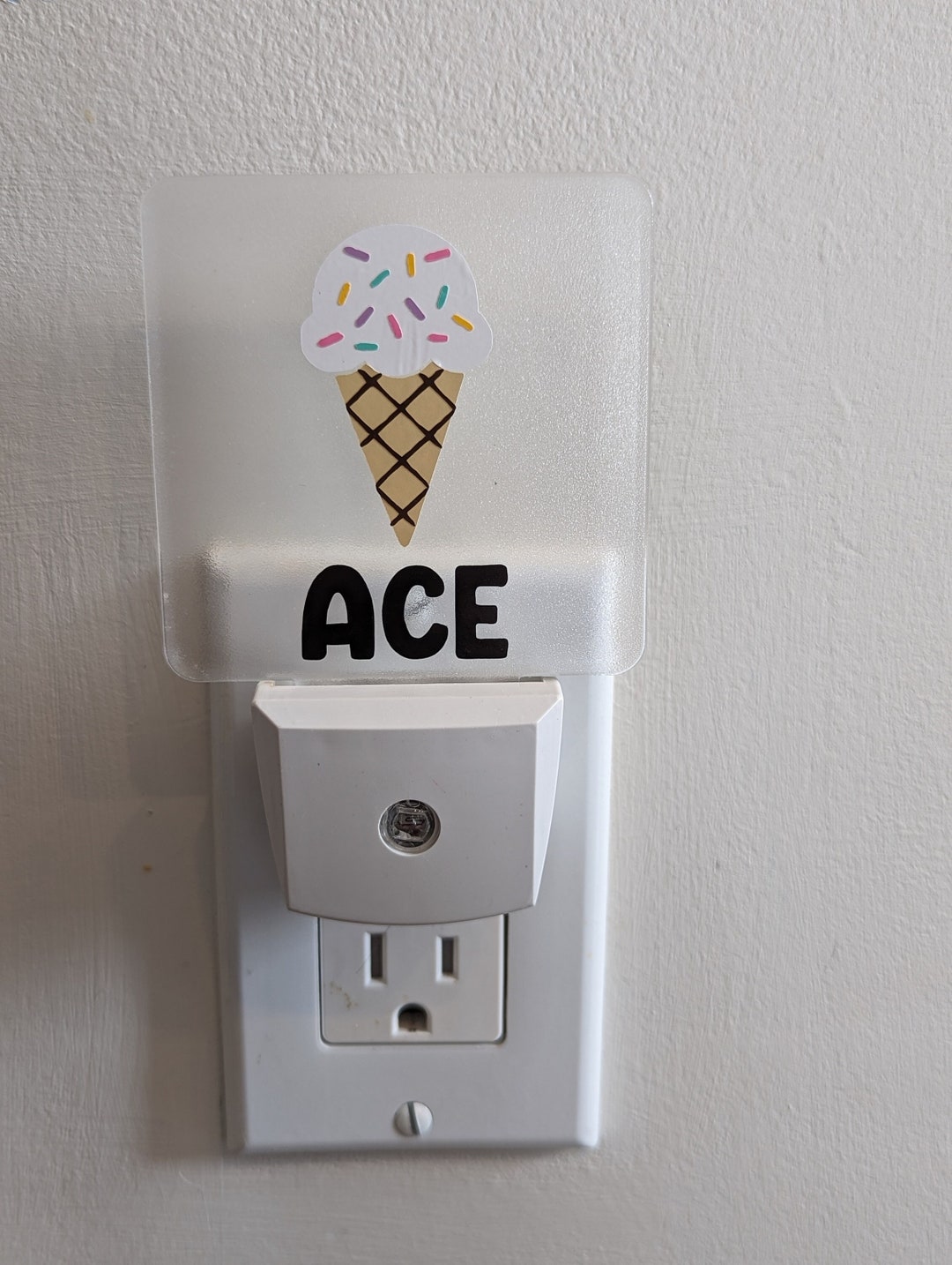 Ice Cream Cone Night Light, Personalized Gift for Kids, LED Plugin ...