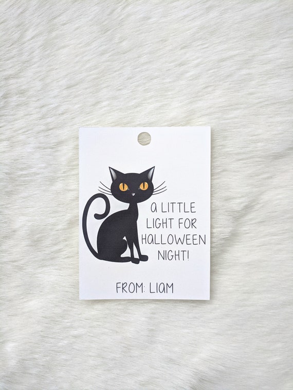 Digital Halloween Glow Stick Tags Black Cat a Light for | Etsy