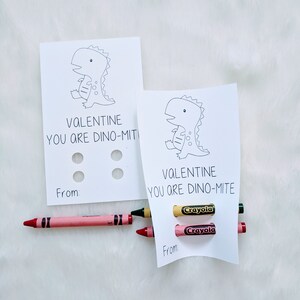 Printable Dino-mite Coloring Crayon Valentines Day Card | Class ...