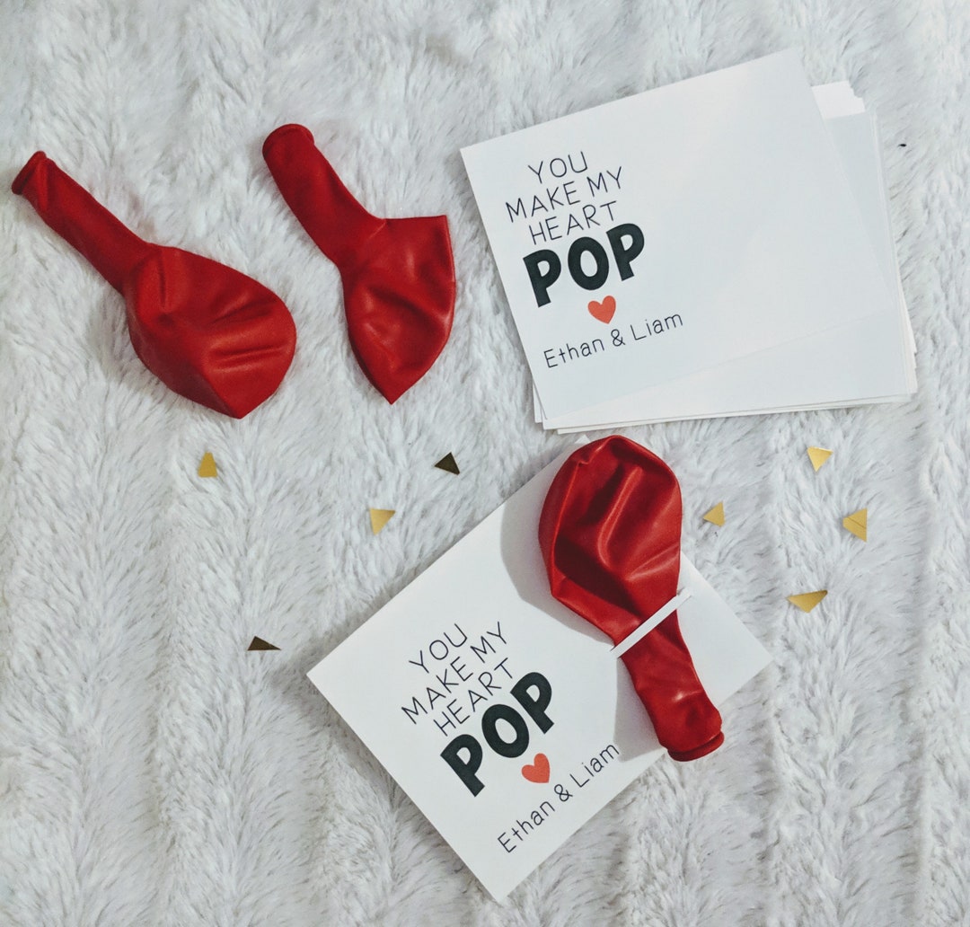 Preschool Valentines, You Make My Heart Pop Valentines Day Card, Kids ...
