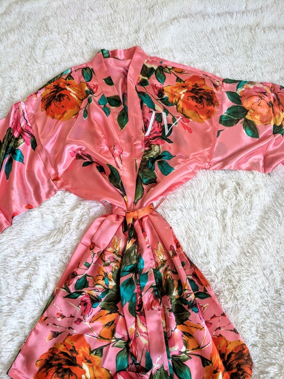 Set of 9 Coral Flowers Bridesmaids Robe Sets. Robe Kimono | Etsy