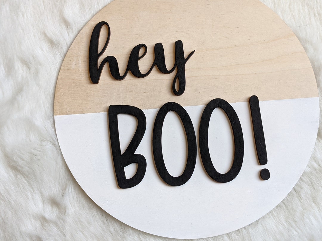 Hey Boo 3D Halloween Sign, Halloween Fall 3D Wood Sign, Hey Boo Porch ...