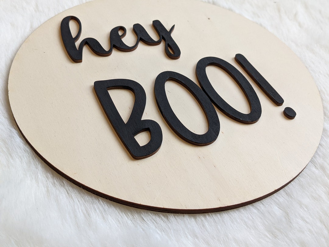 Hey Boo Wall Hanging Sign, Front Porch Halloween Sign, 3D Wood Autumn ...