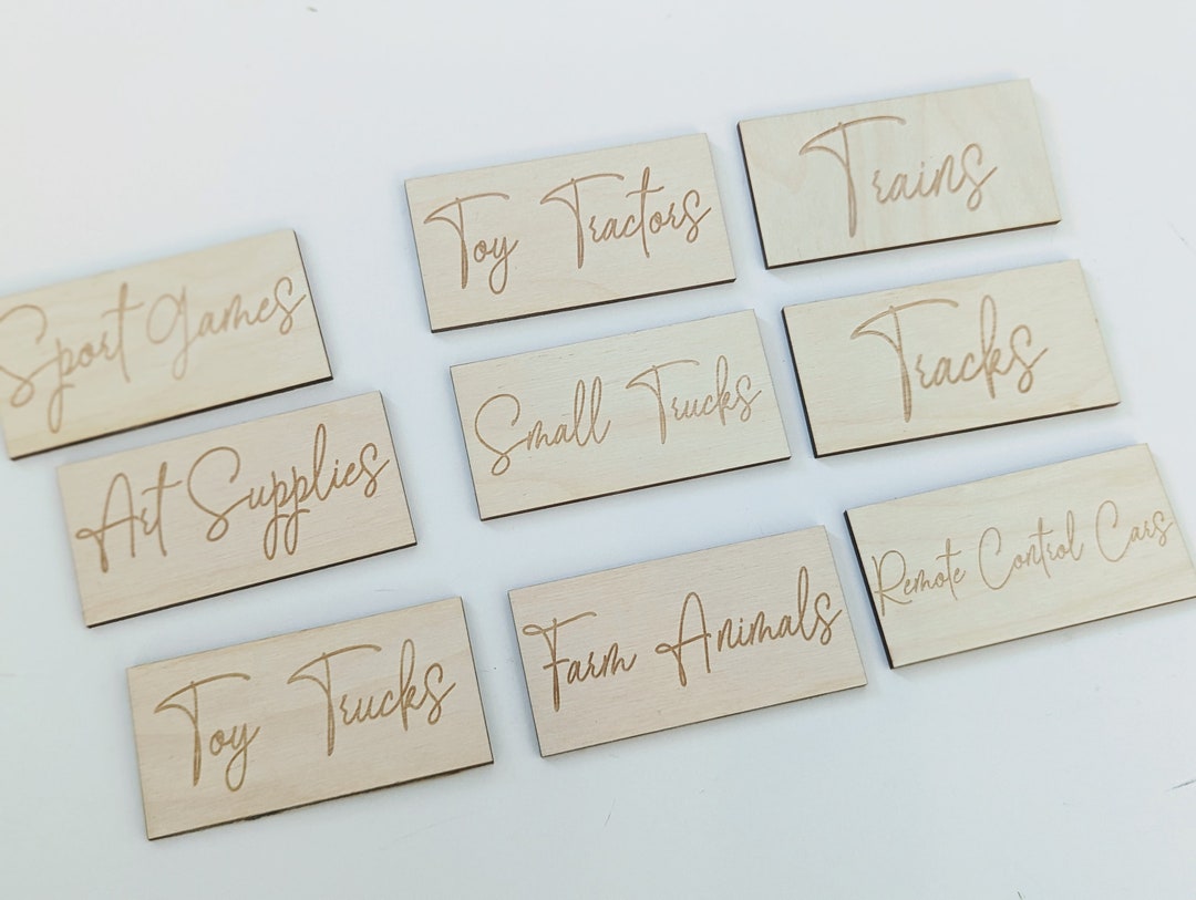 Toy Box Wooden Label, Personalised Text Wooden Tag, Playroom Storage ...