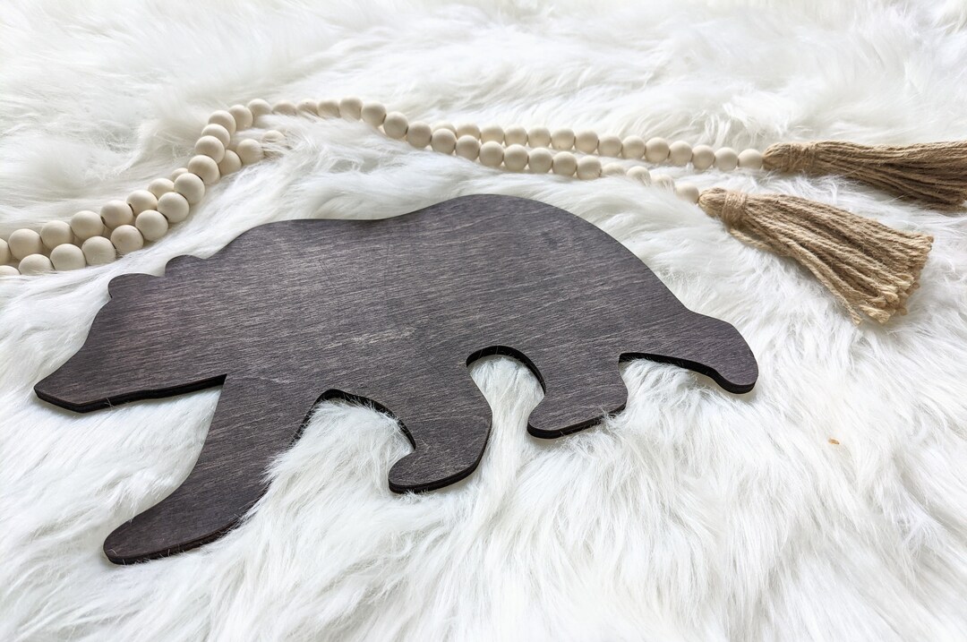 Wooden Bear Cut Out, Wildlife Bear Shape, Unfinished Laser Cut Bear ...