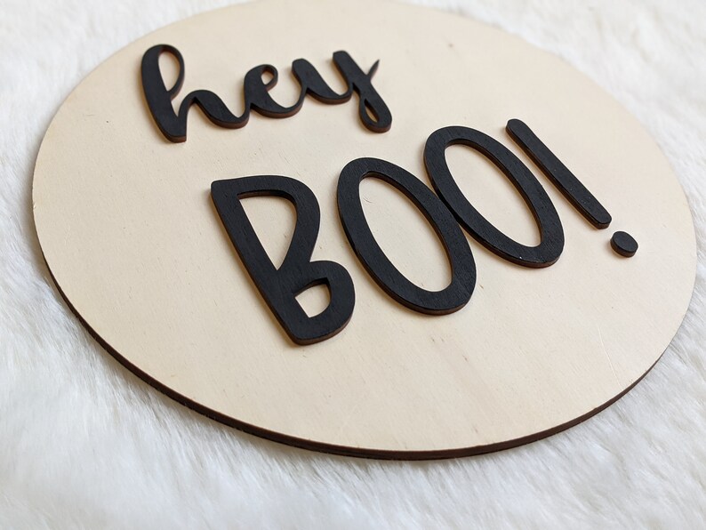 Hey Boo Wall Hanging Sign Front Porch Halloween Sign 3D Wood | Etsy