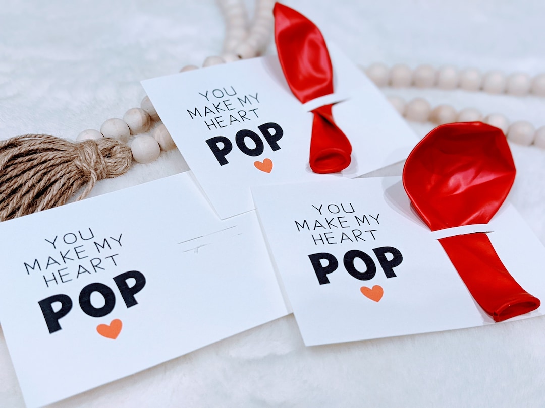 You Make My Heart Pop Set of Valentines Day Cards for Childrens Friends ...