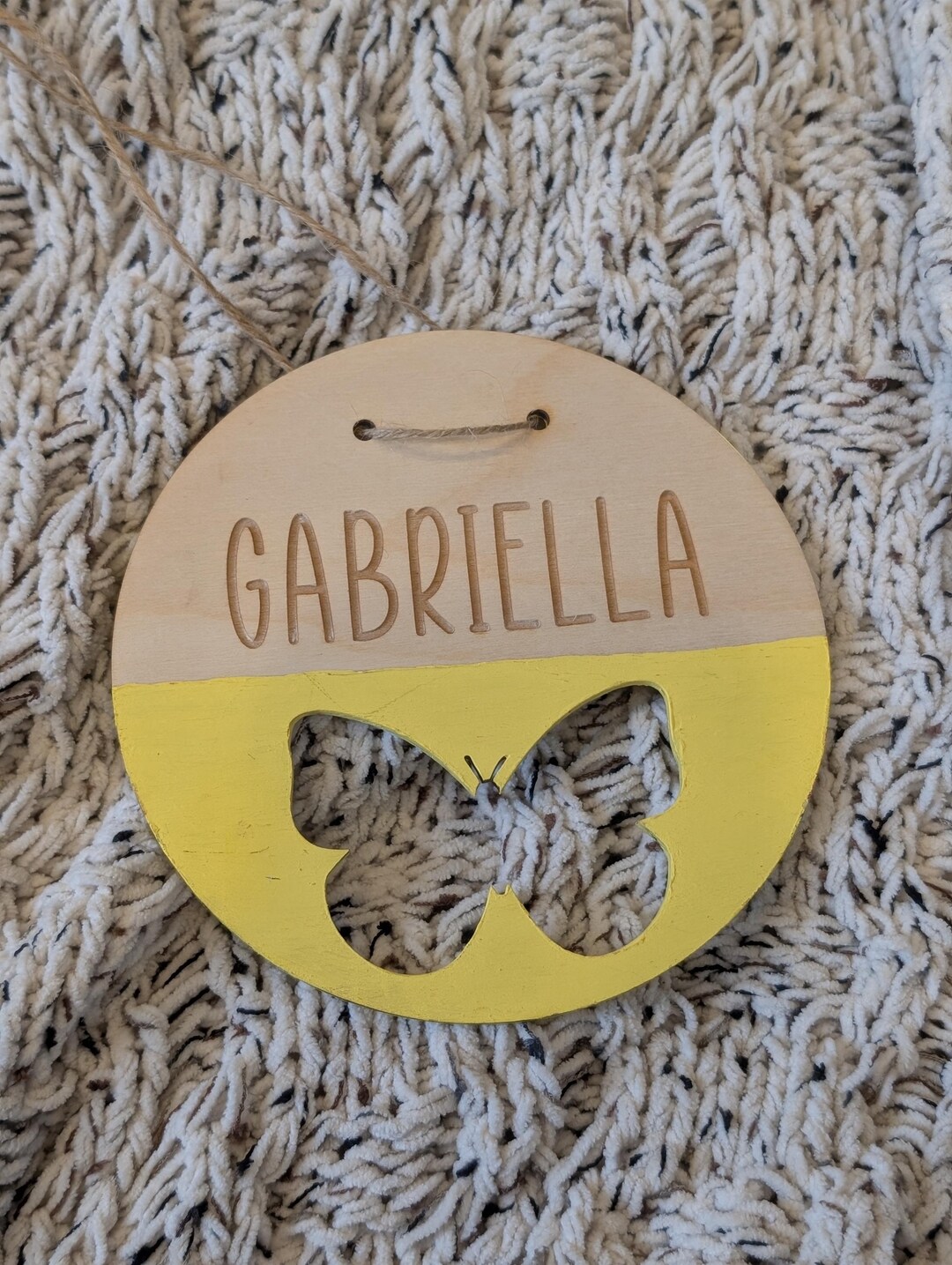 Personalized Wooden Name Sign With Butterfly - Custom Door Hanger ...