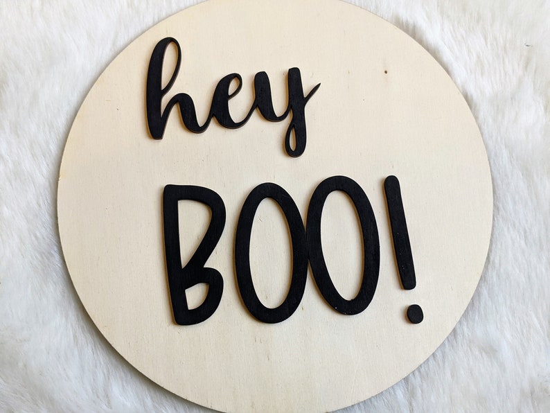 Hey Boo Wall Hanging Sign Front Porch Halloween Sign 3D Wood | Etsy