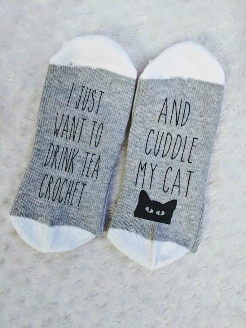 Crochet/cuddle My Cat/ Crazy Cat Lady/novelty Socks/cat - Etsy
