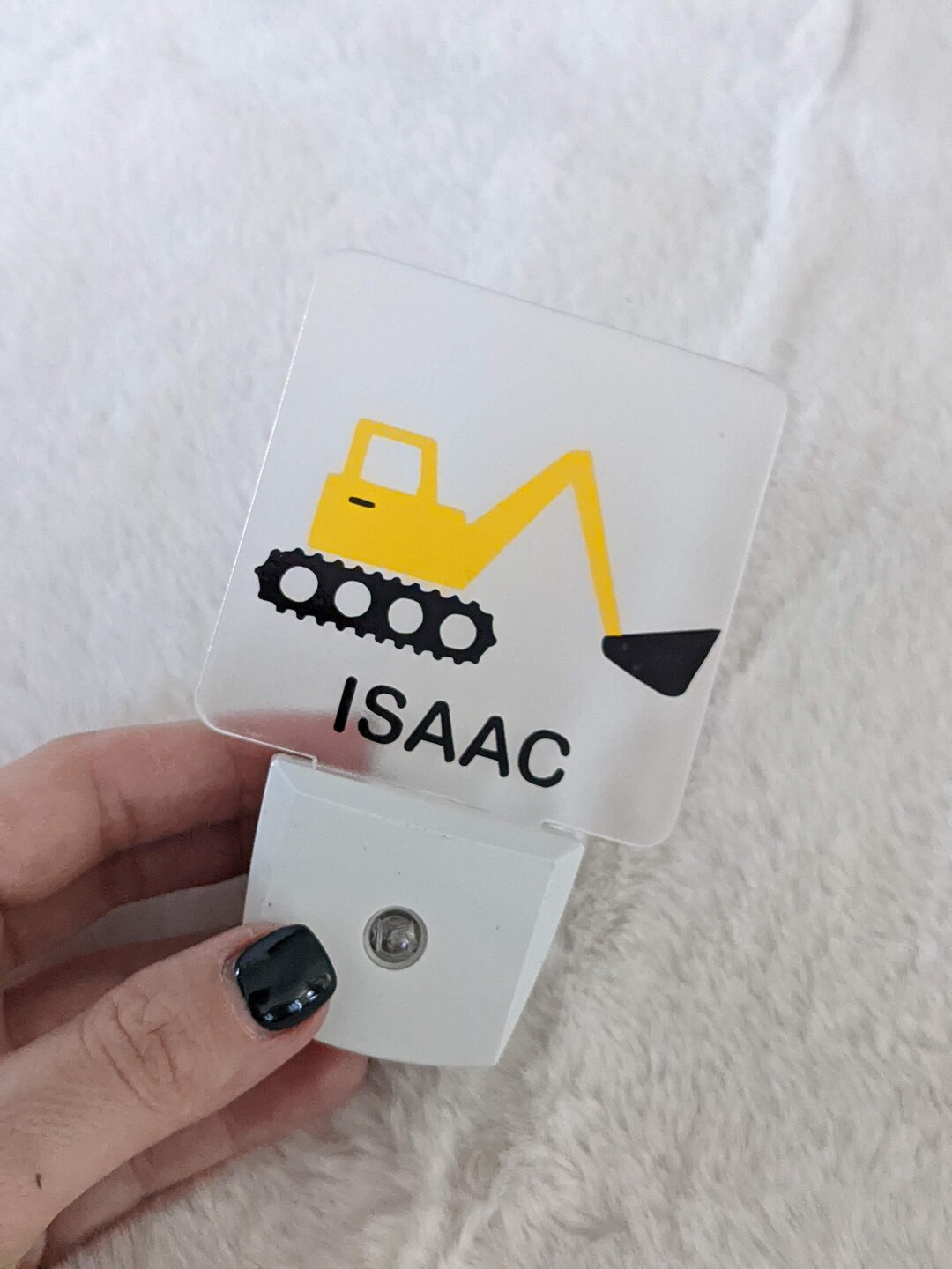 Digger Night Light, Personalised Yellow Digger Night Light, Childs ...