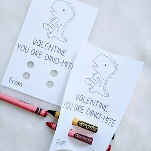 Printable Dino-mite Coloring Crayon Valentines Day Card | Class ...