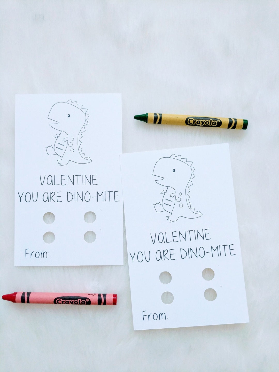 Printable Dino-mite Coloring Crayon Valentines Day Card | Class ...