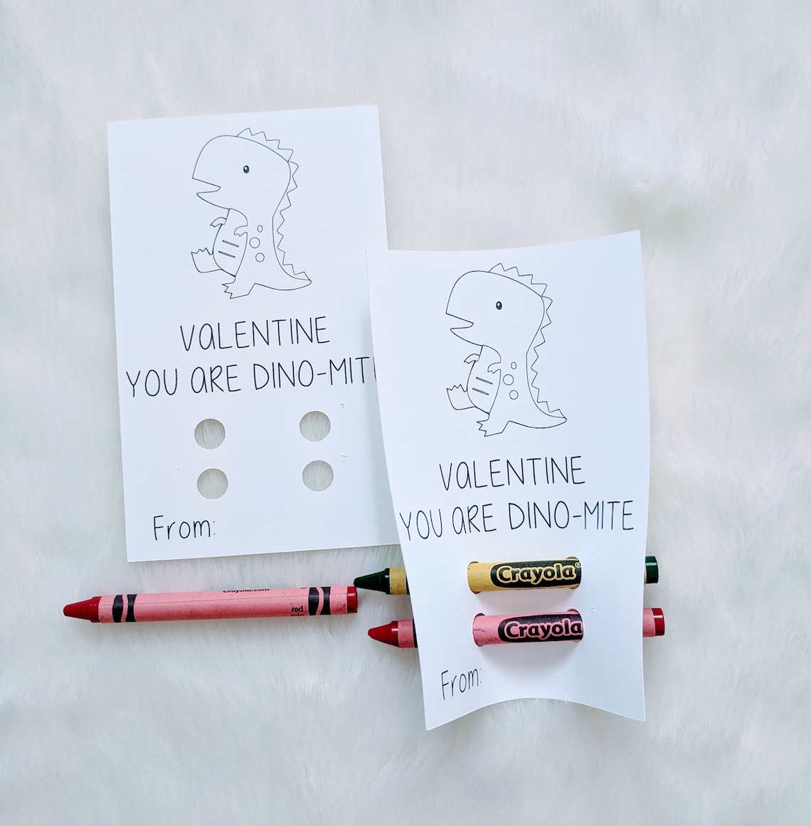 Printable Dino-mite Coloring Crayon Valentines Day Card | Etsy