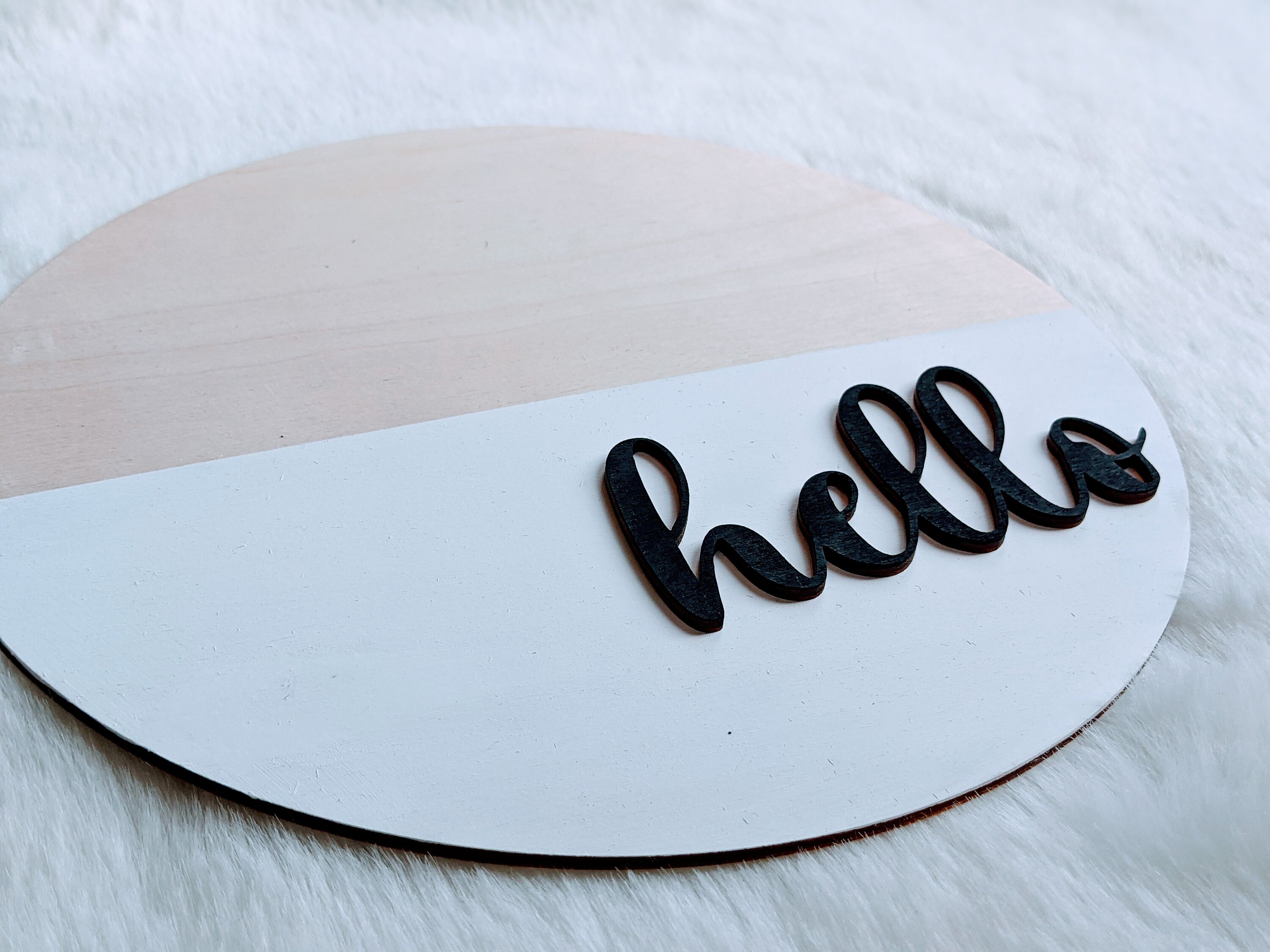 Hello Sign Hello Front Door Wood Sign Round Hello Sign | Etsy
