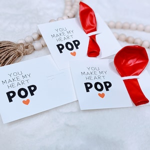 You Make My Heart Pop Valentine Card, Balloon Valentine, Boys Valentine ...