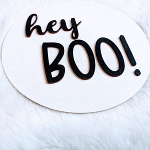 Hey Boo Wall Hanging Sign, Front Porch Halloween Sign, 3D Wood Autumn ...