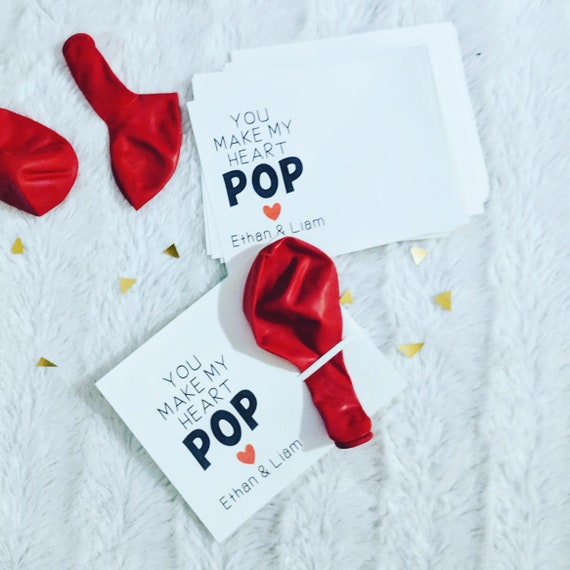 You make my heart pop valentines printable card balloon | Etsy