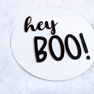 Hey Boo Wall Hanging Sign, Front Porch Halloween Sign, 3D Wood Autumn ...