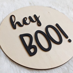 Hey Boo Wall Hanging Sign, Front Porch Halloween Sign, 3D Wood Autumn ...