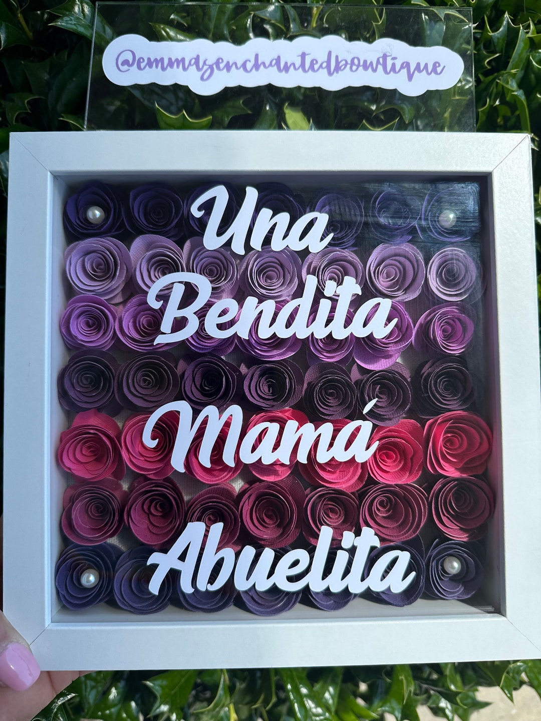 A Blessed Mama Grandma Flower Shadow Box, Rose Flower Shadow Box With ...