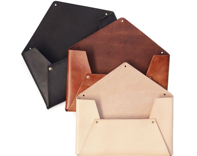 Leather Wall Envelope Mail Pocket Leather Wall Pocket Leather Wall ...