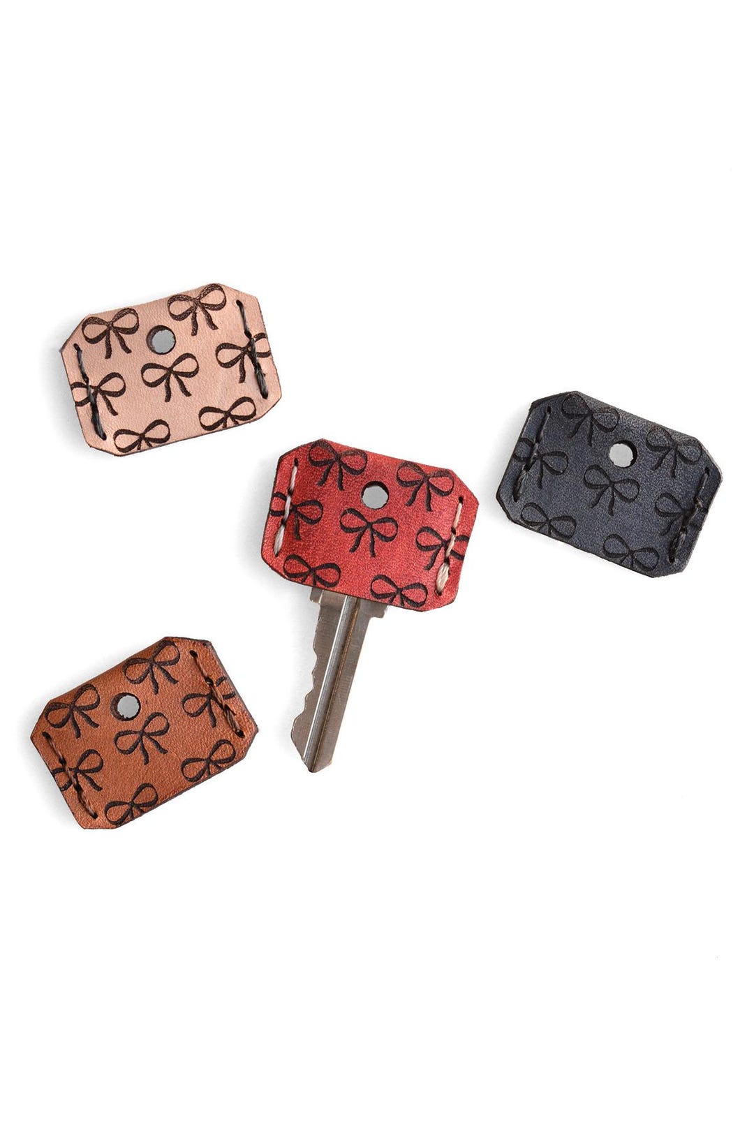 Etched Bow Leather Key Topper: Personalized Key Cover - Etsy