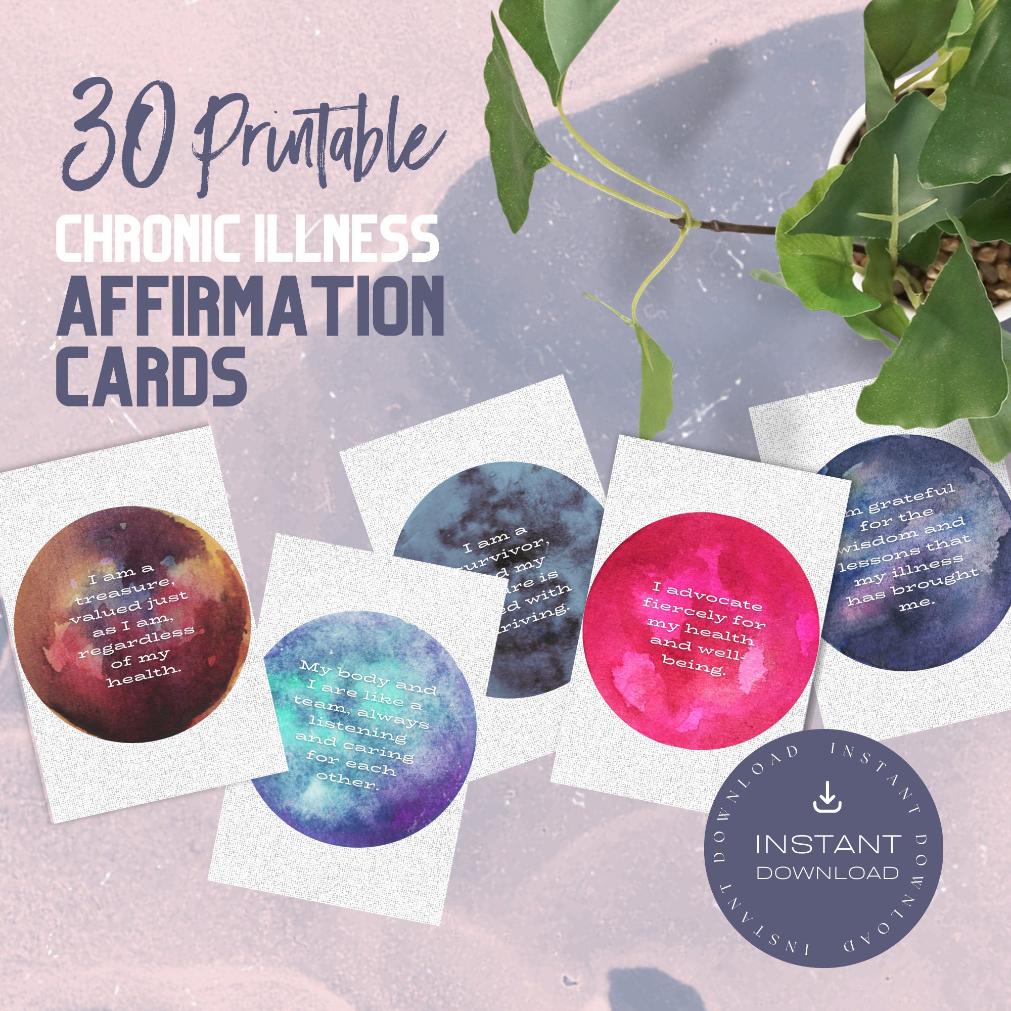 Printable Affirmation Cards, Self Care Kit, Chronic Illness, Fatigue ...