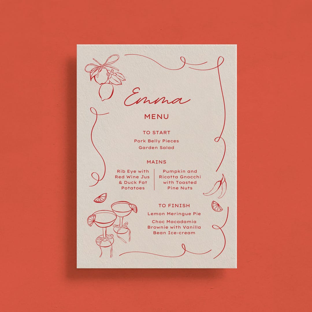 Editable Hand-illustrated Cocktail Menu Template (digital Download) - Etsy