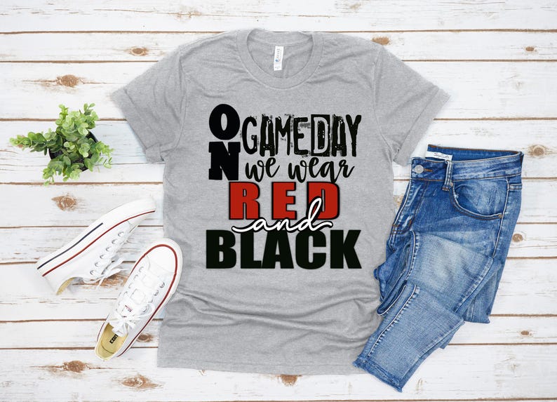 On Game Day We Wear Red and Black PNG Digital Design - Etsy