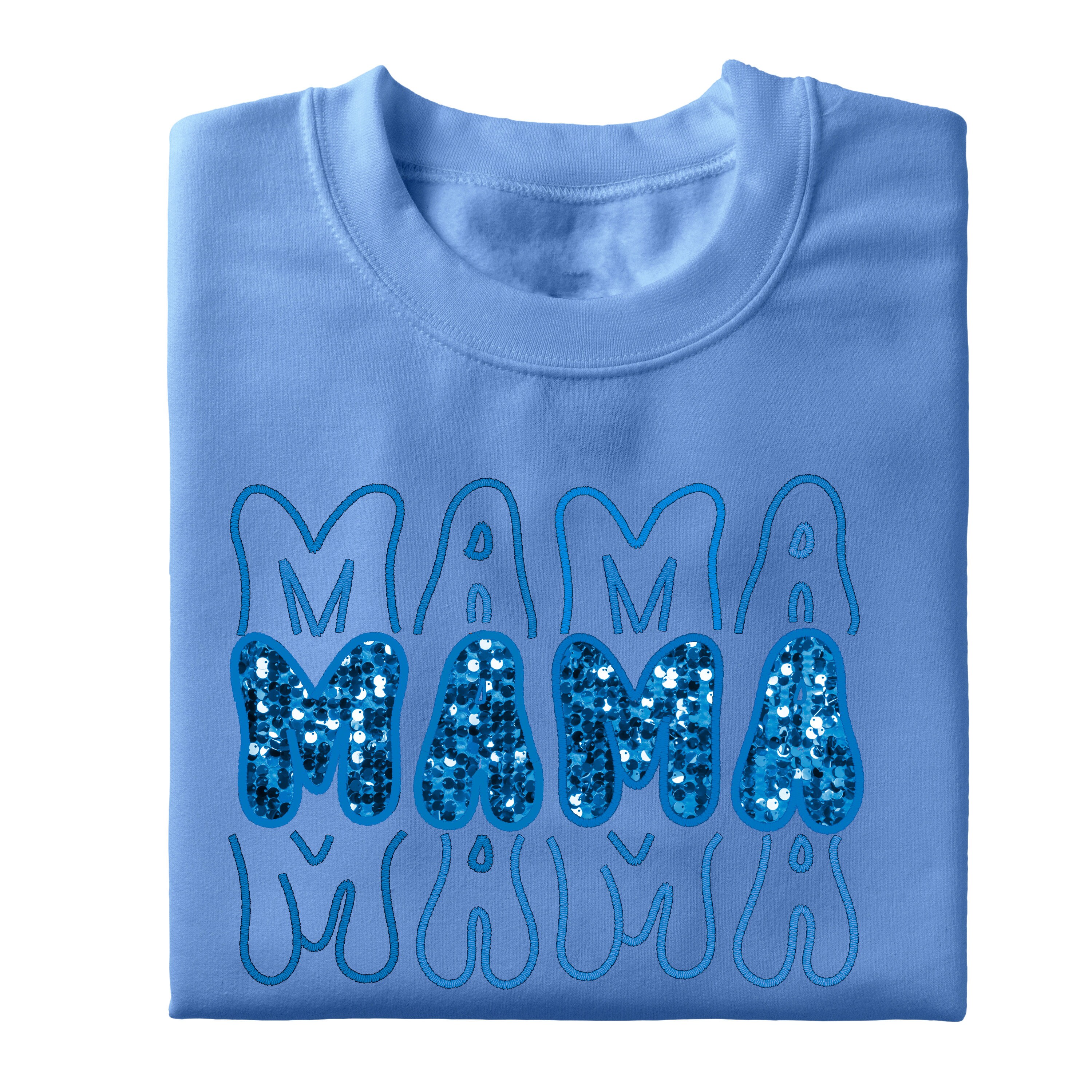 Mama Blue Sequin Faux Embroidery PNG - Etsy
