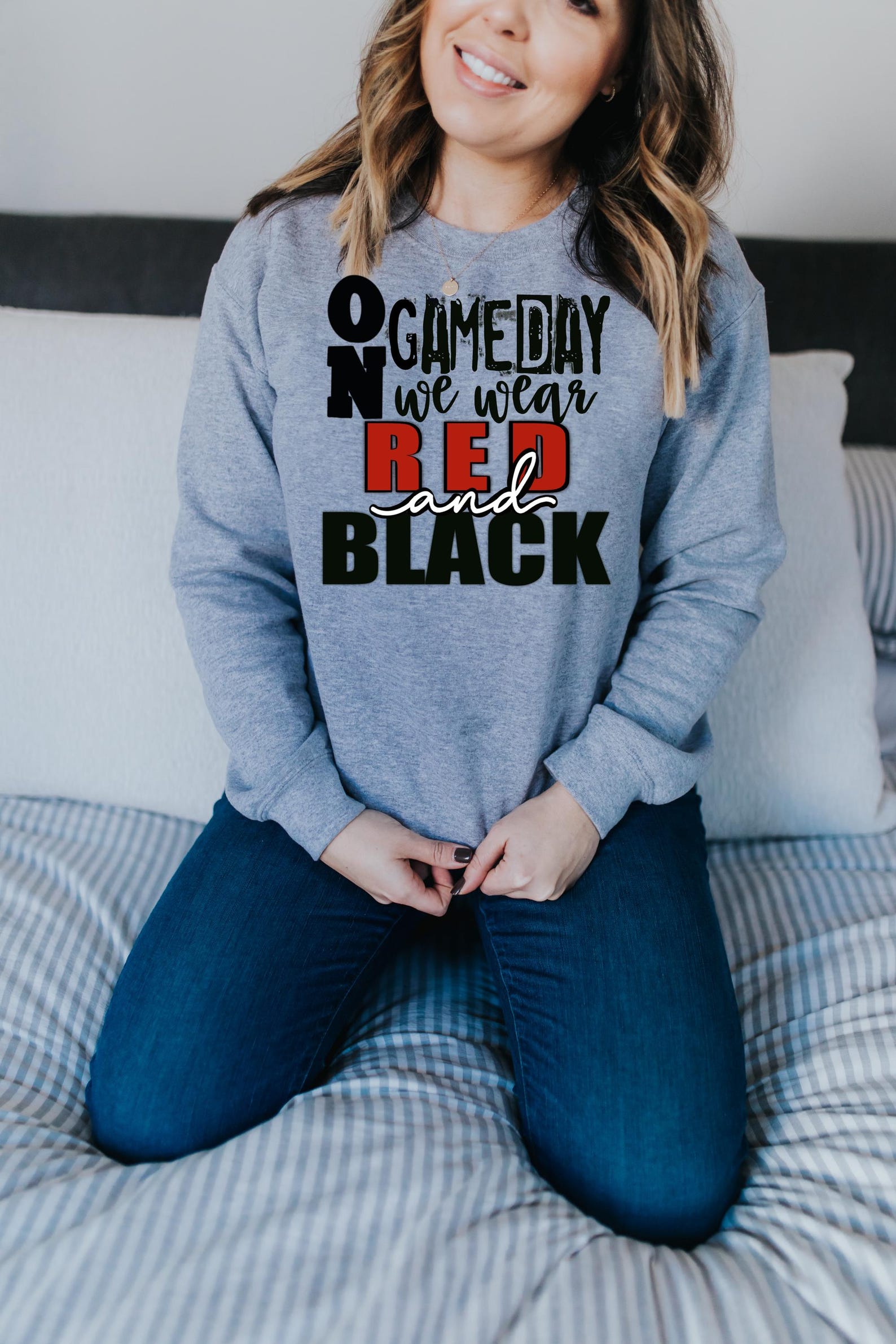 On Game Day We Wear Red and Black PNG Digital Design - Etsy