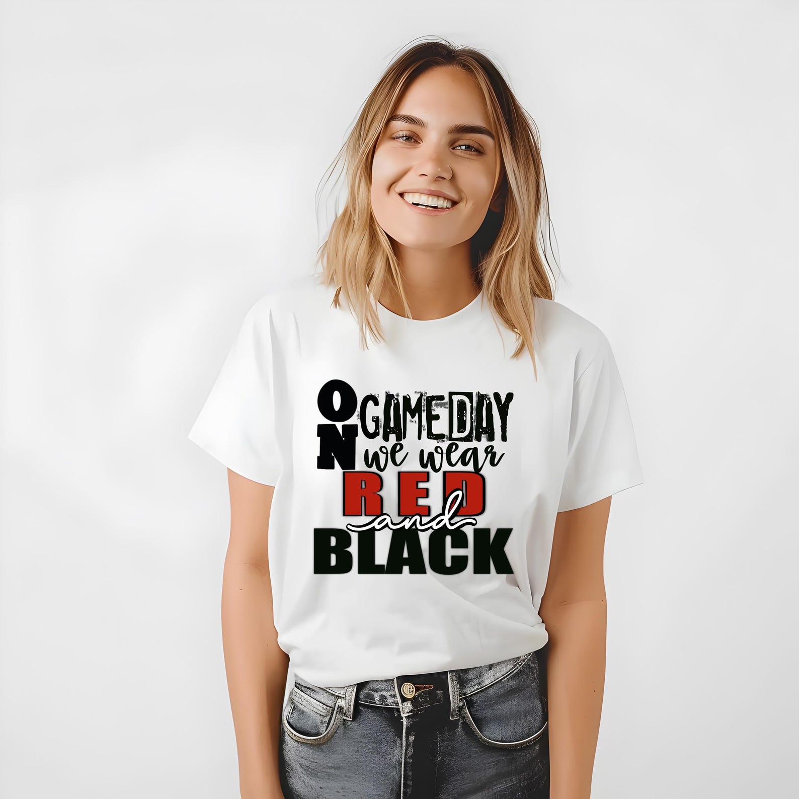 On Game Day We Wear Red and Black PNG Digital Design - Etsy
