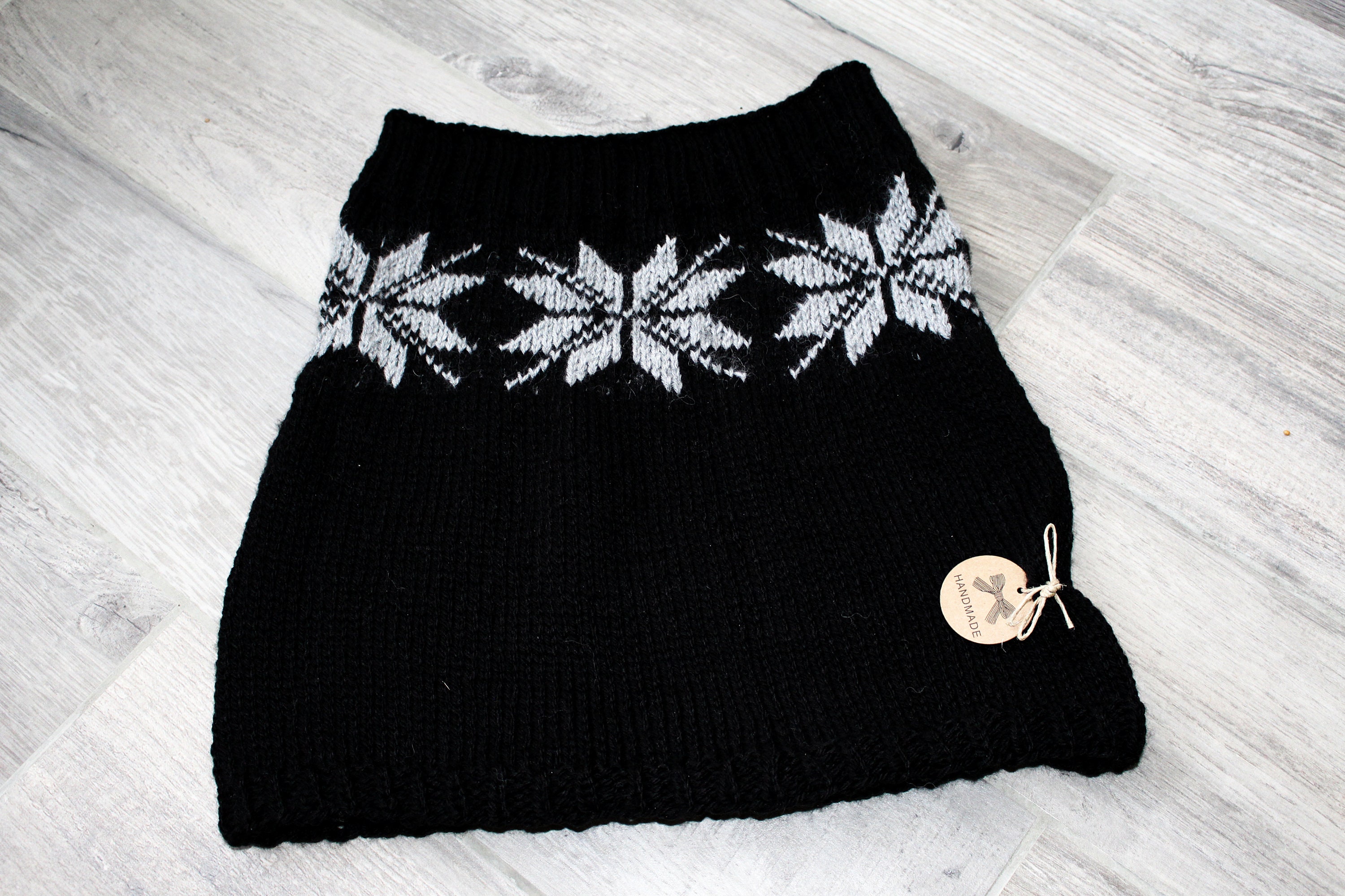 Snood or Black Jacquard Necklace Snowflakes - Etsy UK