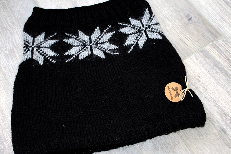 Snood or Black Jacquard Necklace Snowflakes - Etsy UK