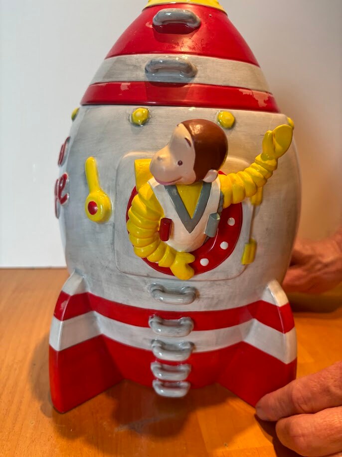 1998 Vandor Curious George Rocket Ship Cookie Jar With Box - Etsy