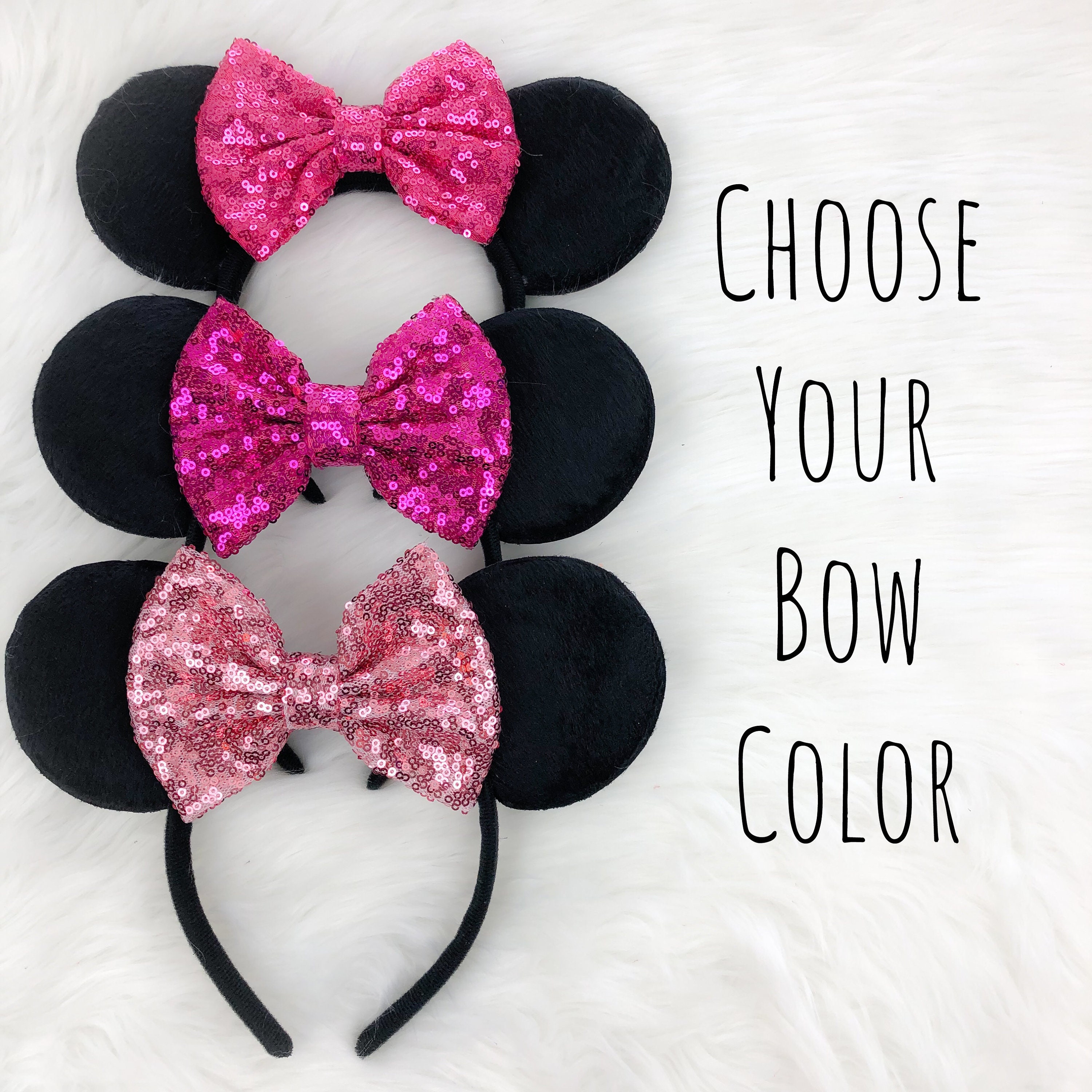 Pink Hot Dark Light Minnie Mouse Ears Black Mickey Mouse | Etsy